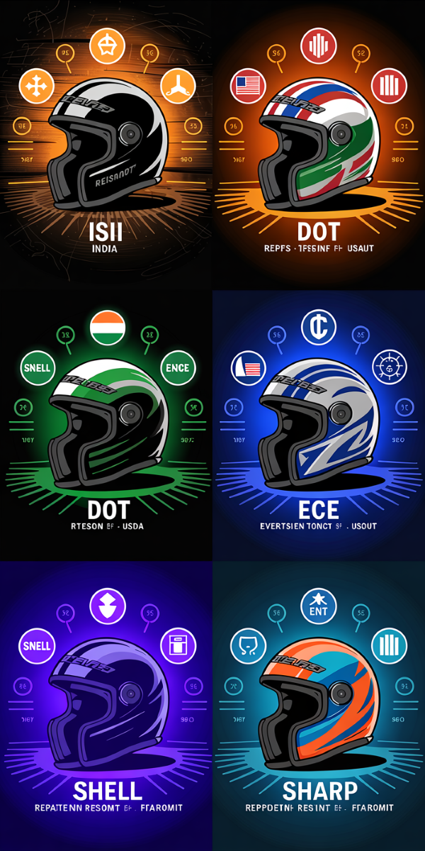 Helmet Safety Certifications in India ISI, DOT, ECE, SNELL, SHARP Expl